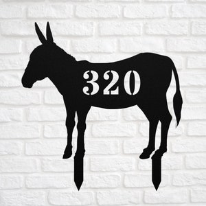 Donkey House Number Sign Yard Address Plaque Garden Lawn Stake Metal ...