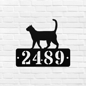 Personalized Cat Address Sign Custom Metal House Number - Etsy