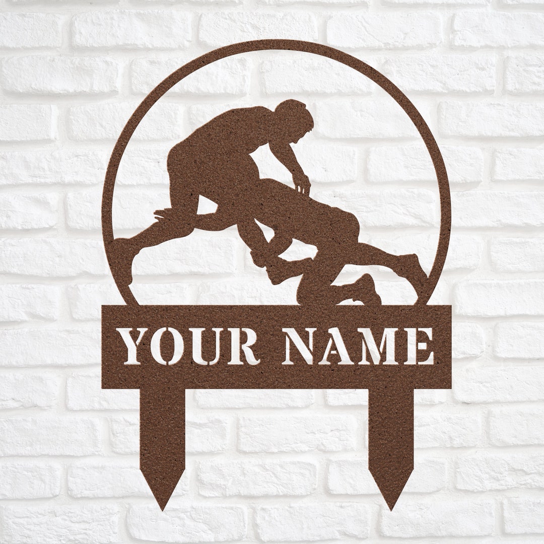 Custom Wrestling Yard Sign Stake, Personalized Wrestling Metal Monogram ...