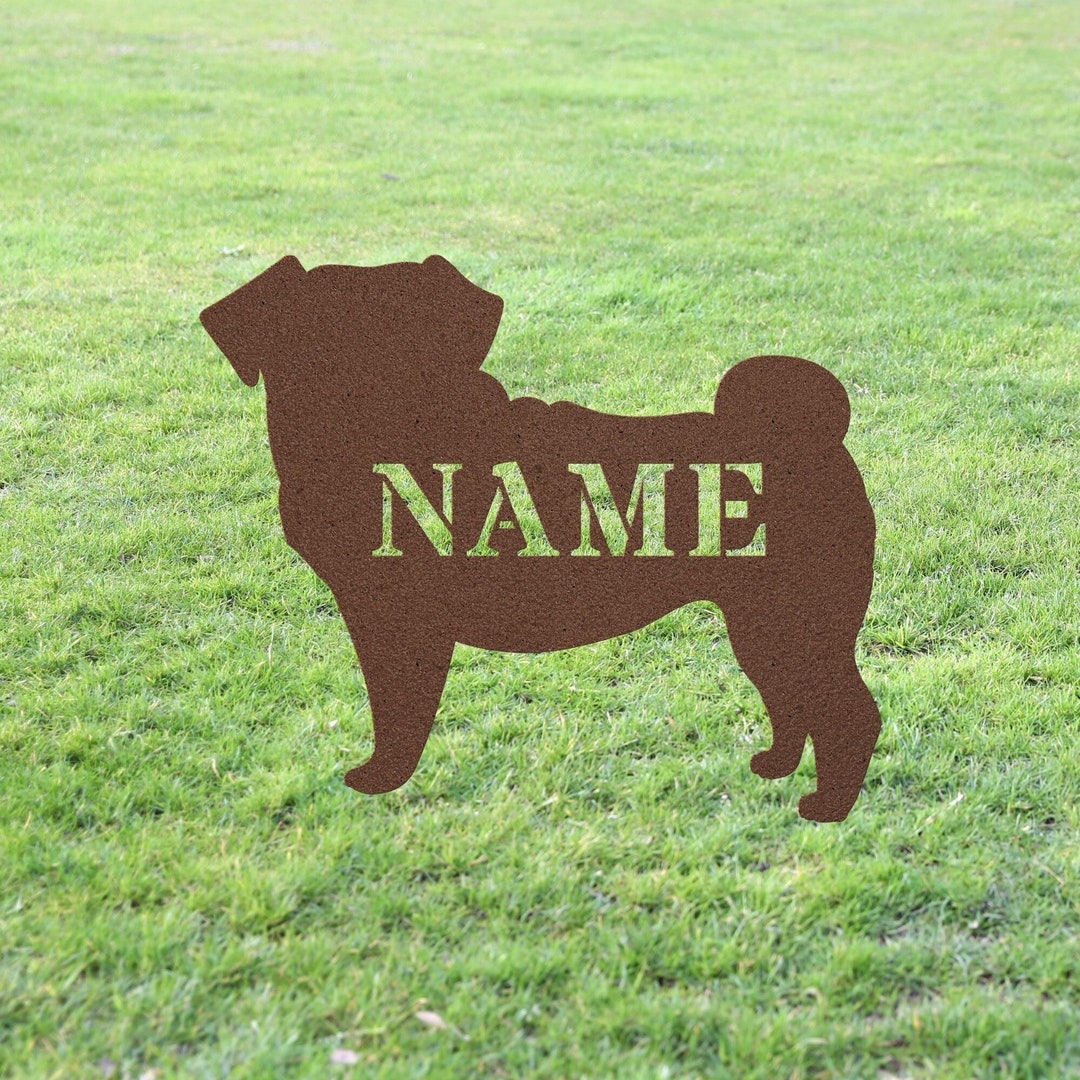 Personalized Pug Copper Garden Statue Stake, Custom Pug Outdoor Yard ...