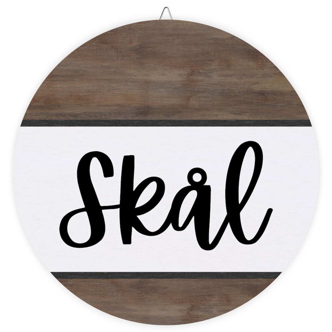Skal Scandinavian Sign Door Hanger Wood Sign Front Door Wreath Front ...