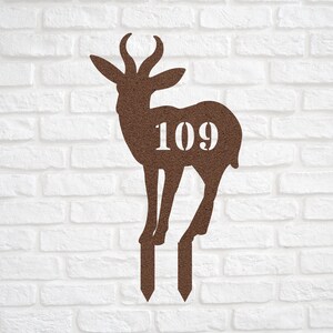 Springbok House Number Sign Yard Address Plaque Garden Lawn Stake Metal ...