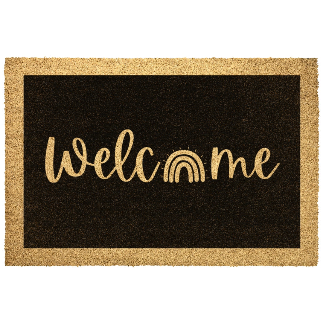 Rainbow Welcome Coir Doormat, Boho Decor for Your Front Porch Entry ...