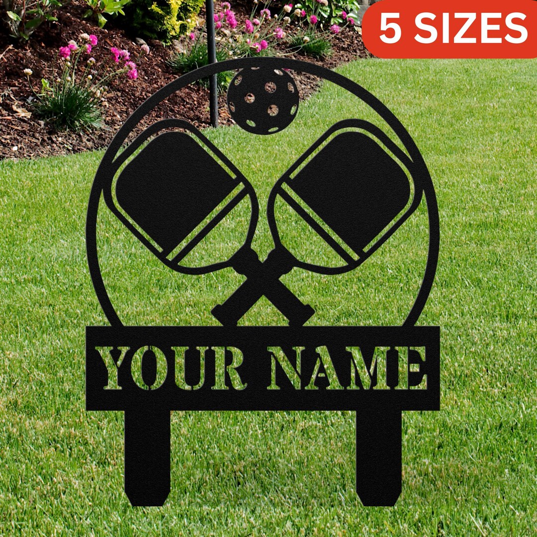 Pickleball Metal Yard Art Address Sign, Metal Custom Pickleball Sign ...
