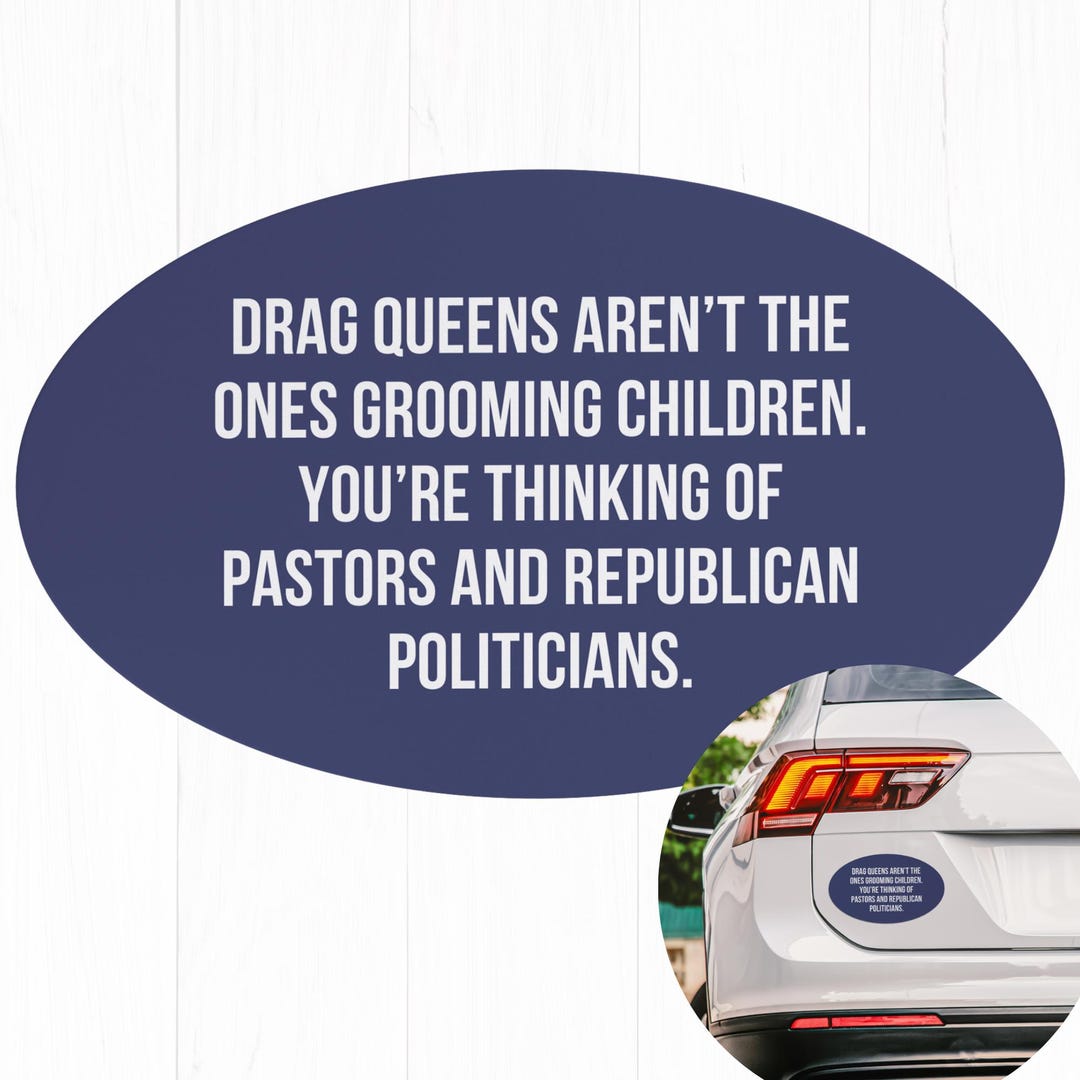 Support Drag Queens Car Magnet Bumper Bumper, Protect Queer Trans Kids ...