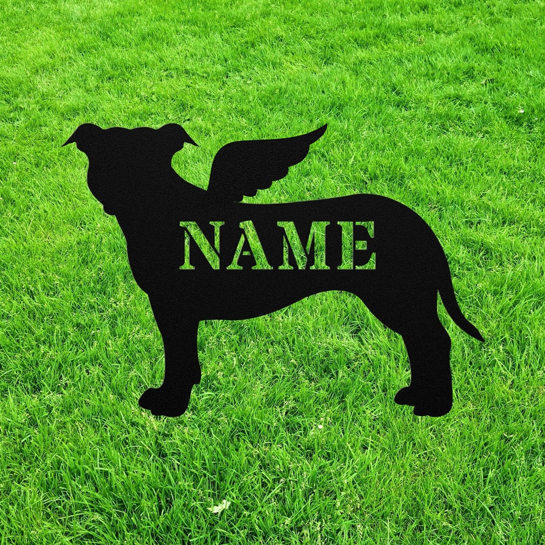 Pit Bull Angel Wings Yard Statue Stake, Custom Pit Bull Outdoor Garden ...
