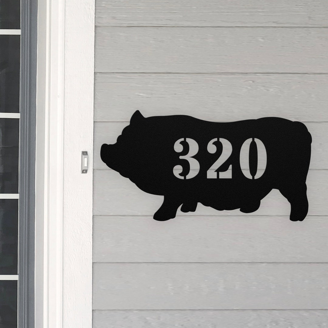 Personalized Pot Bellied Pig Address House Number Sign Metal Wall Art ...