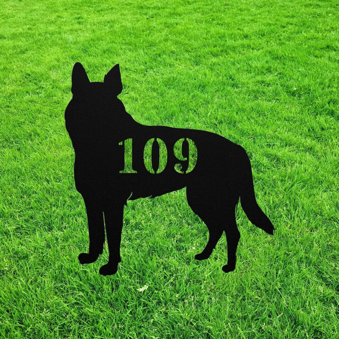 German Shepherd Gsd House Number Sign Yard Address Plaque Garden Lawn ...
