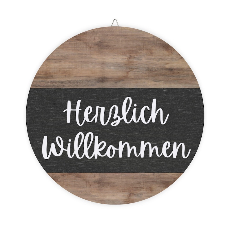 Herzlich Willkommen Door Hanger Wood Sign Front Door Wreath Front Door ...