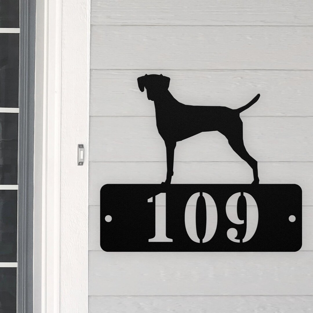 Personalized Vizsla Address Sign, Custom Metal House Number Plaque ...