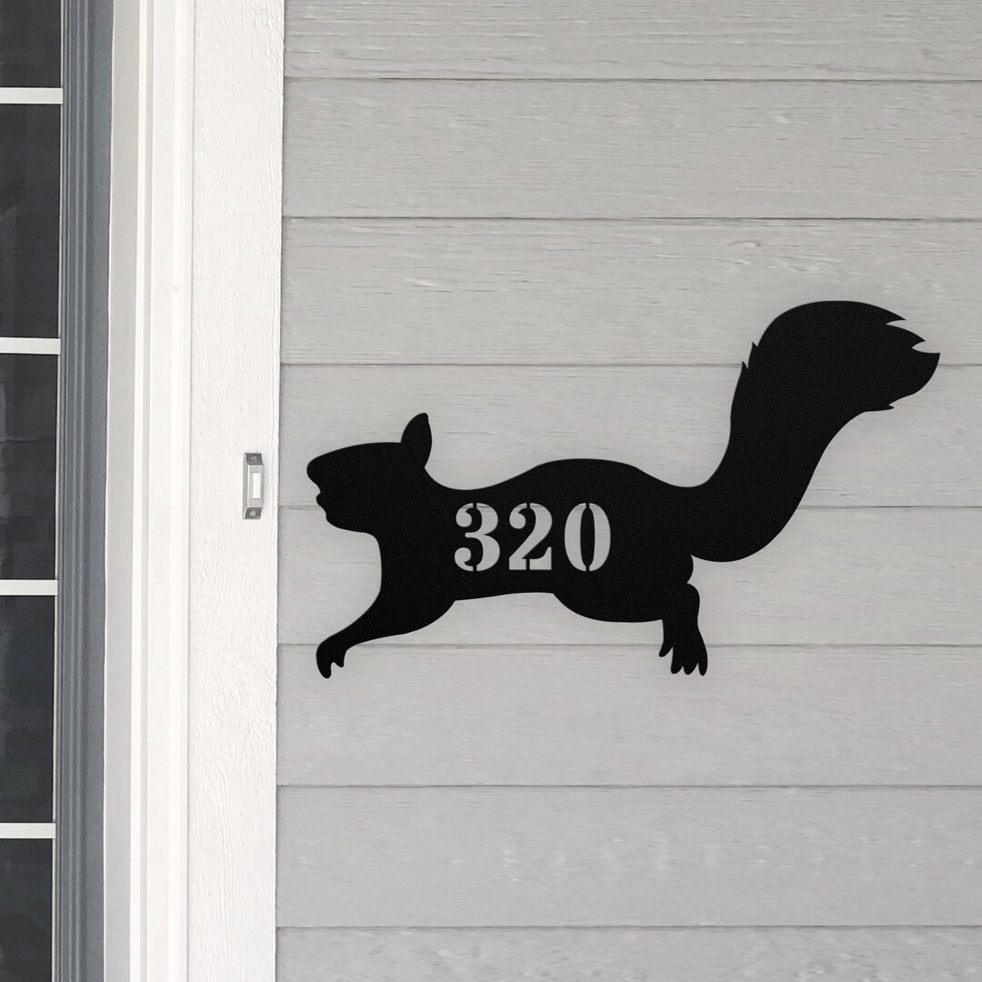 Personalized Squirrel Address House Number Sign Metal Wall Art, Custom ...