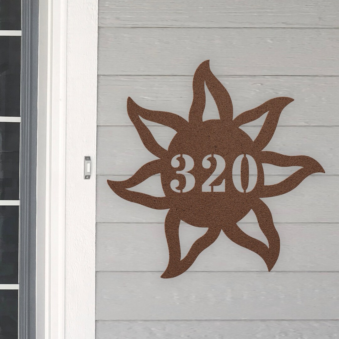Personalized Sun Address House Number Sign Metal Wall Art, Custom ...
