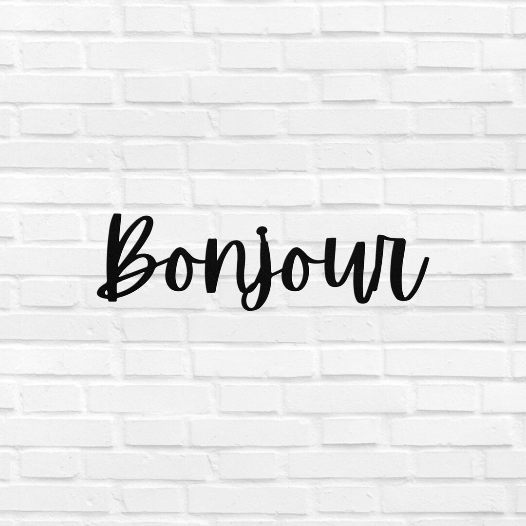 Bonjour Sign, French Metal Sign Wall Art, Entryway Sign, Entrance Bar ...