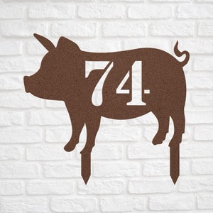 Pig Address House Copper Sign, Pig Metal Address Steel Yard Sign, Pig ...