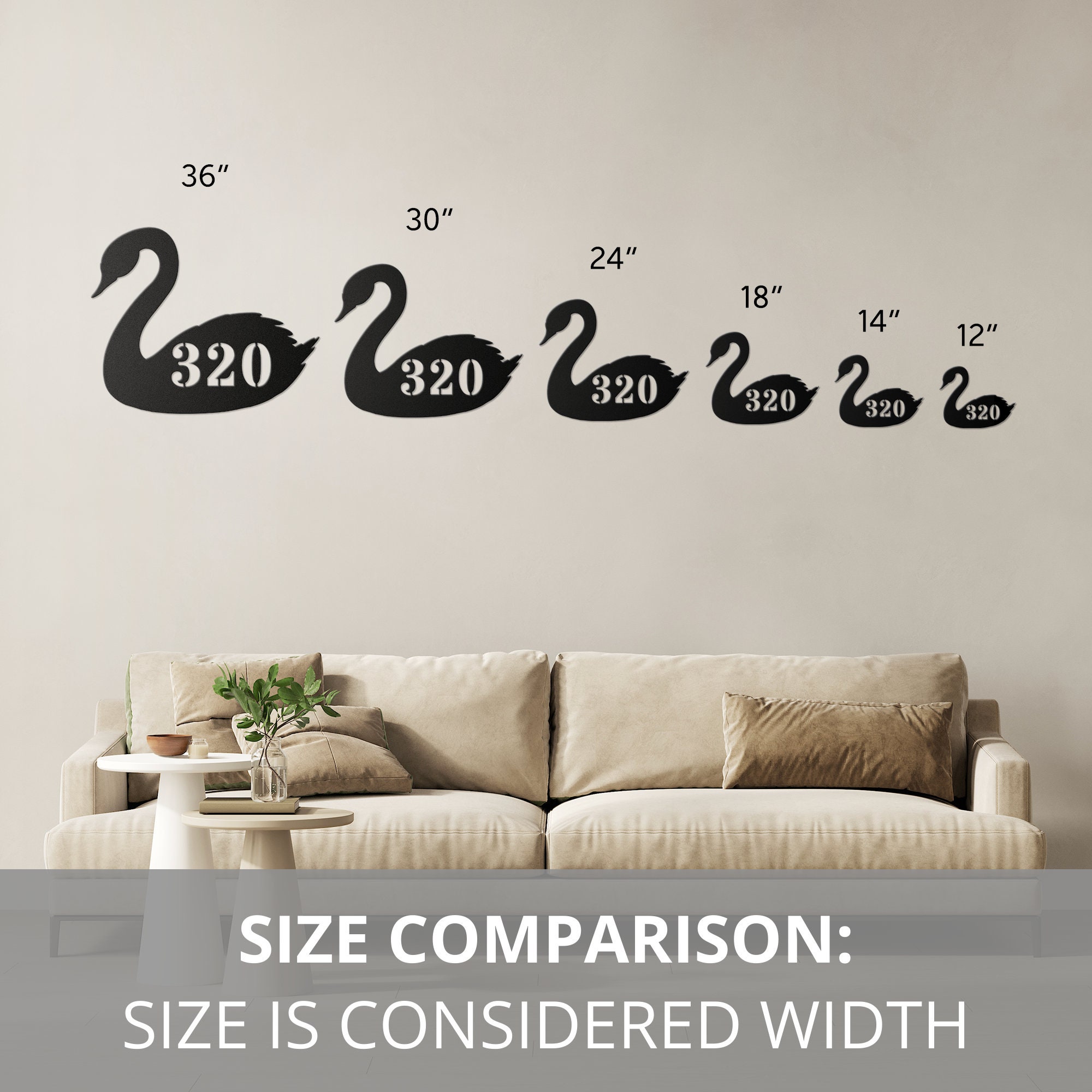 Personalized Swan Address House Number Sign Metal Wall Art, Custom ...