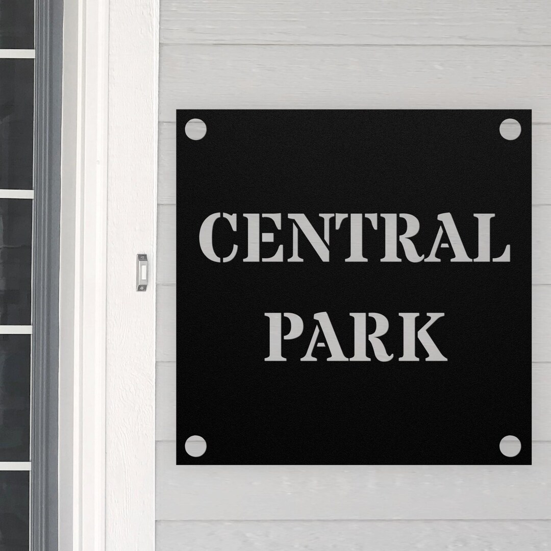 Central Park Metal Sign Wall Art Plaque Front Door Hanger Home Decor ...
