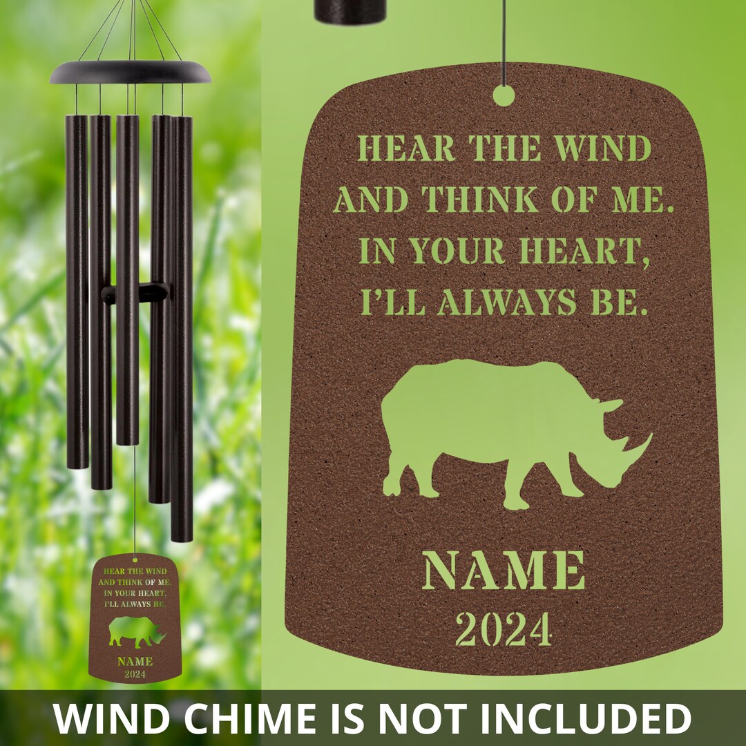 Rhinoceros Wind Chime Sail Memorial Loss Gift Sympathy Bereavement ...