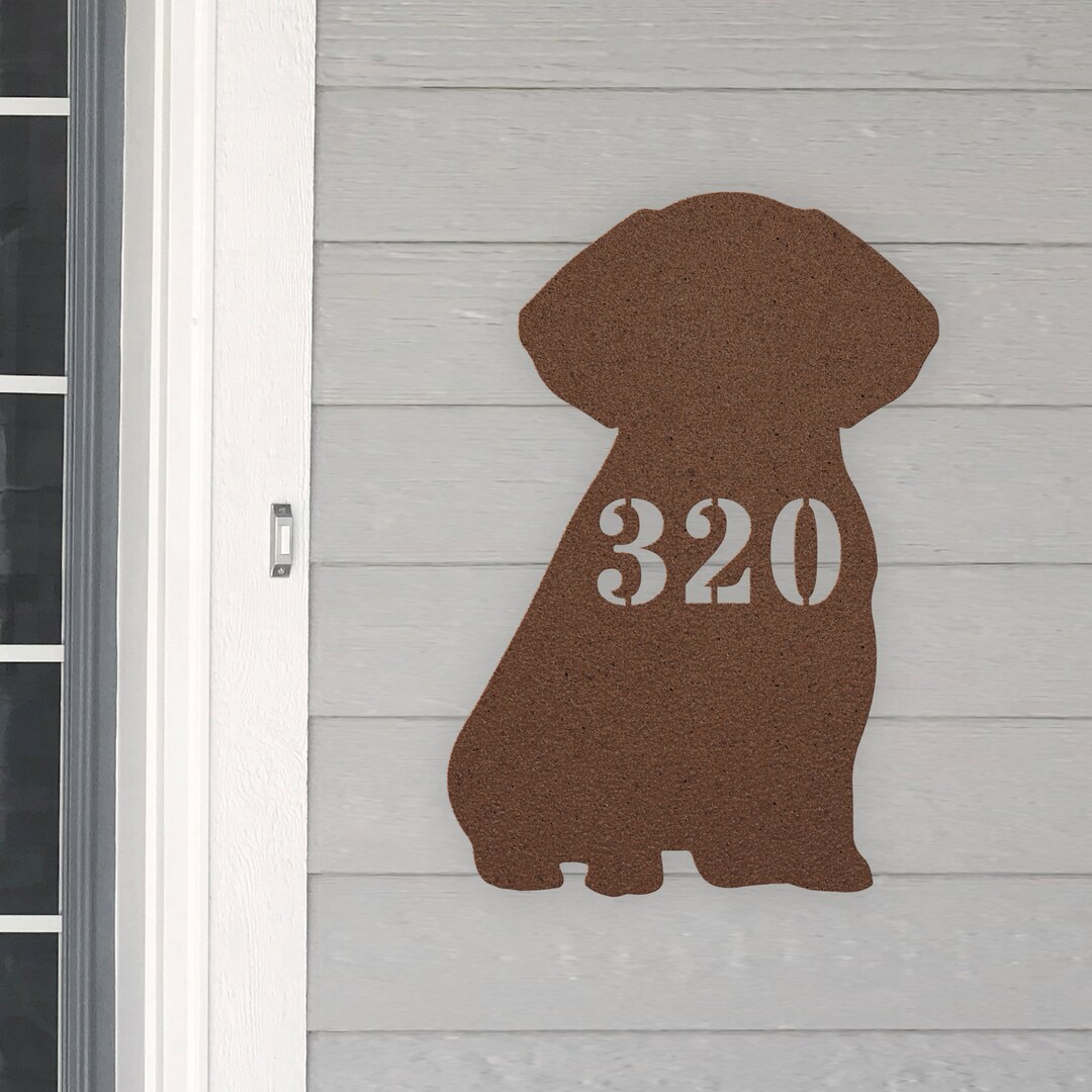 Personalized Puggle Address House Number Sign, Puggle Metal Wall Art ...