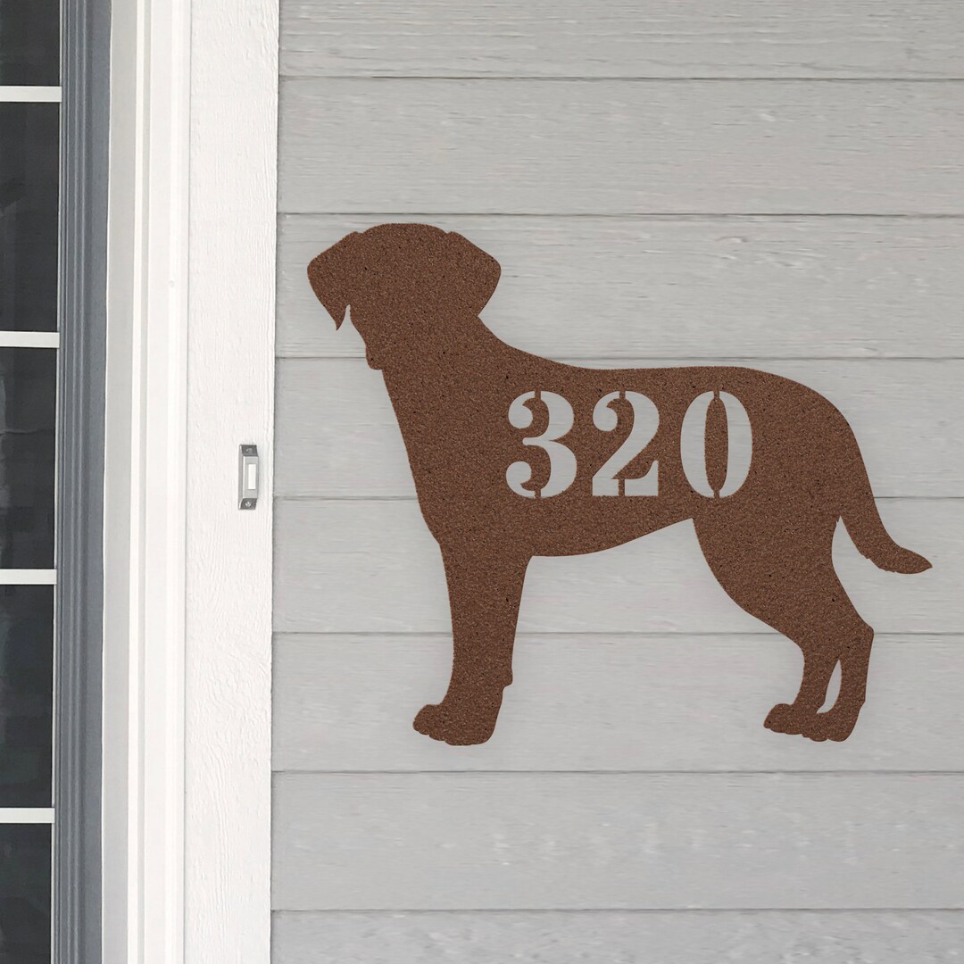 Personalized Labrador Address House Number Sign Black Lab Metal Wall ...