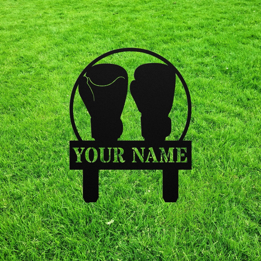 Custom Boxing Gloves Metal Yard Art Address Sign Personalized Boxer ...