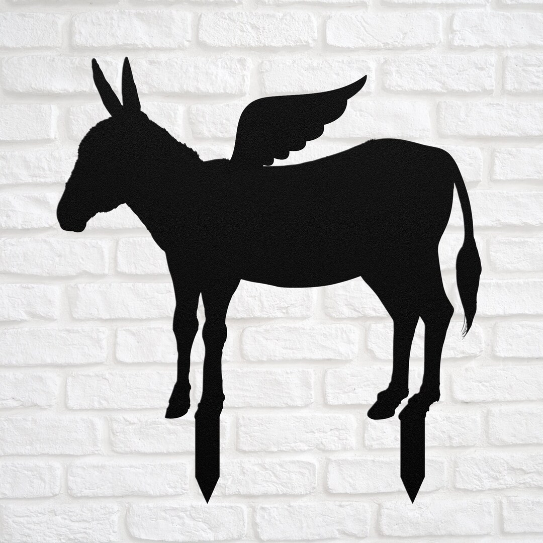 Donkey Angel Wings Memorial Stake Loss of Donkey Wind Chime Heart Grave ...