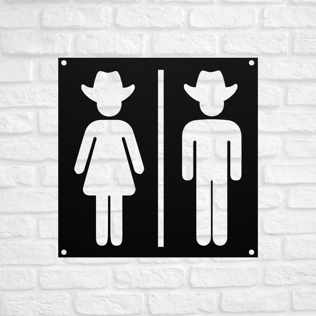 Cowboy Cowgirl Bathroom Metal Sign, Western Restroom Decor - Etsy