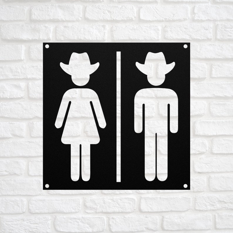 Cowboy Cowgirl Bathroom Metal Sign Western Restroom Decor - Etsy