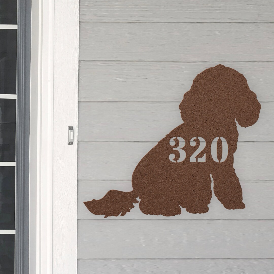 Personalized Miniature Poodle Address House Number Sign Metal Wall Art ...