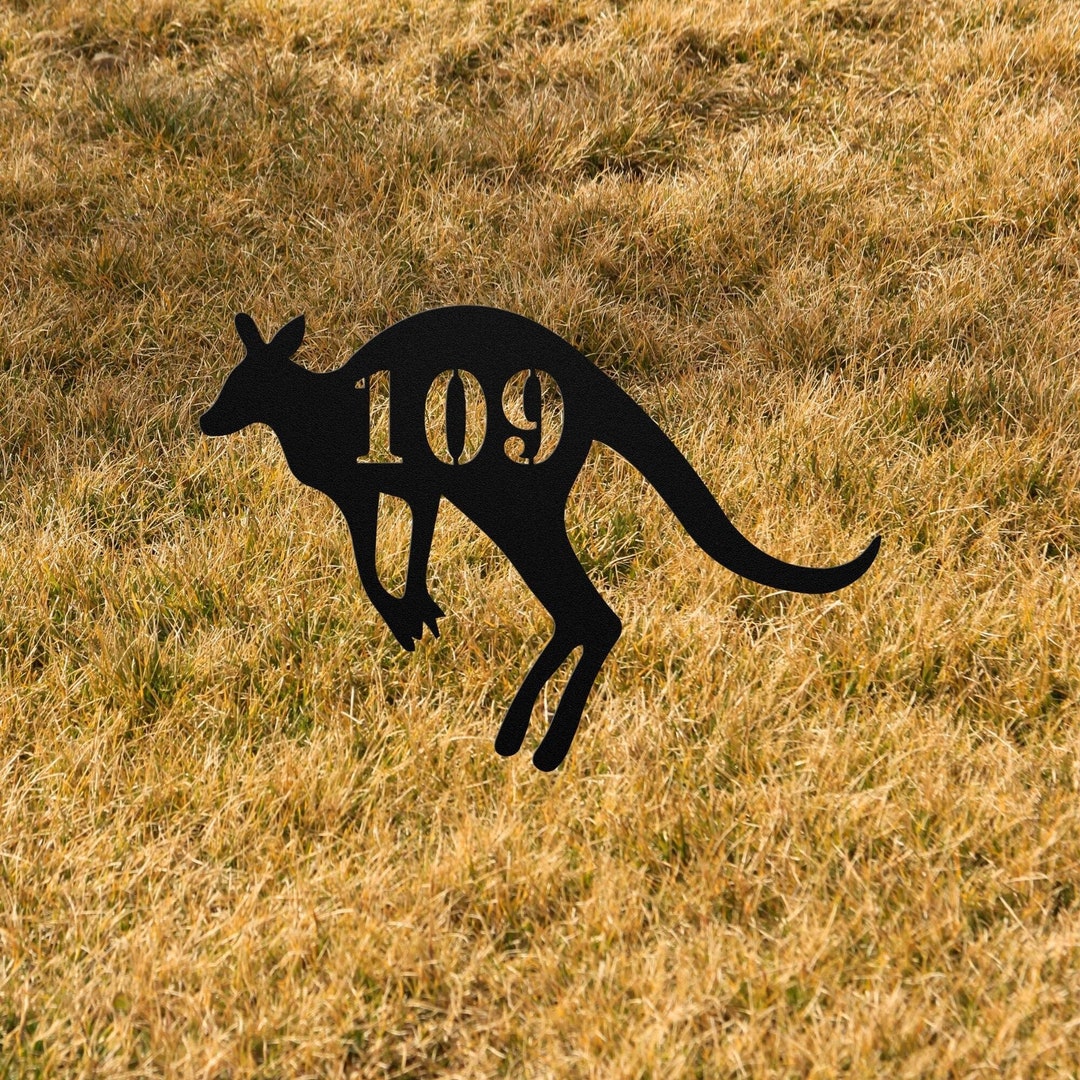Kangaroo Address House Sign, Kangaroo Metal Address Steel Yard Sign ...