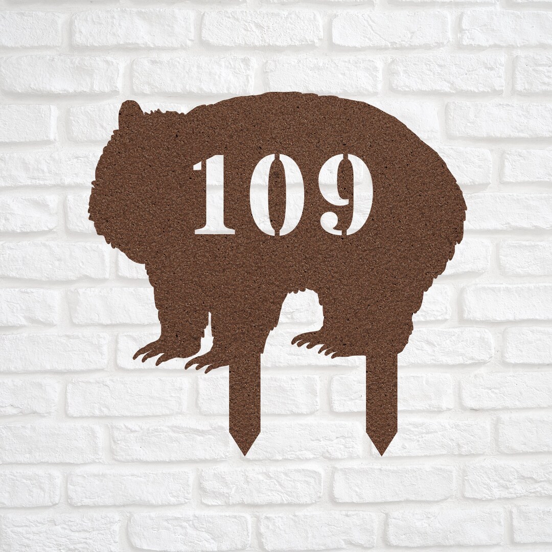 Wombat House Number Sign Yard Address Plaque Garden Lawn Stake Metal ...