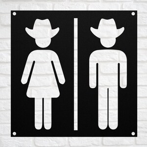 Cowboy Cowgirl Bathroom Metal Sign, Western Restroom Decor - Etsy