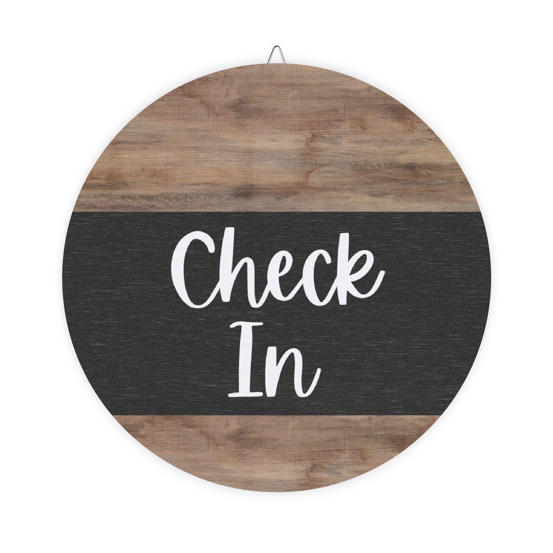 Check in Sign Door Hanger Wood Sign Front Door Wreath Front Door Decor ...