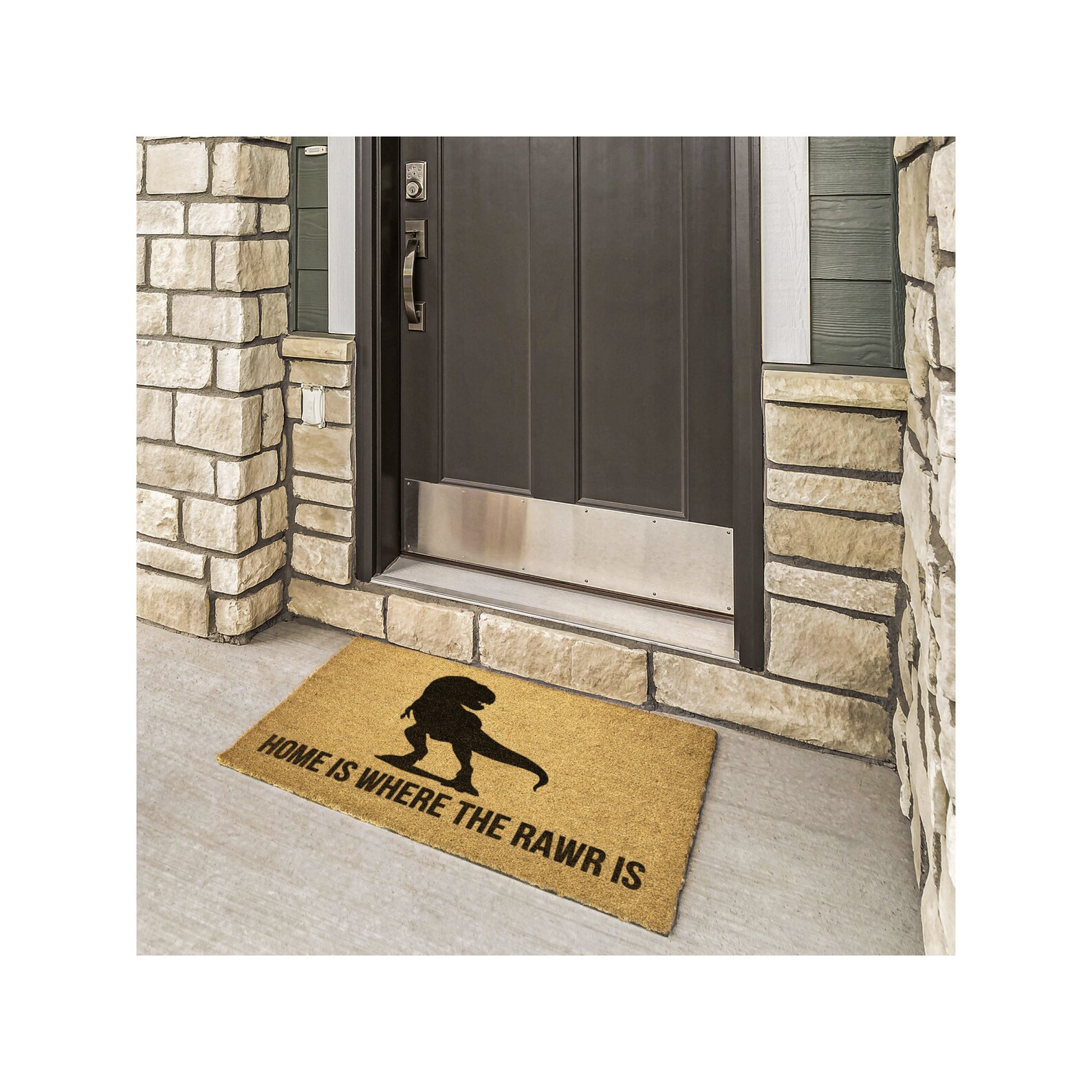 Dinosaur T-rex Door Mat Home is Where the Rawr is Doormat - Funny ...