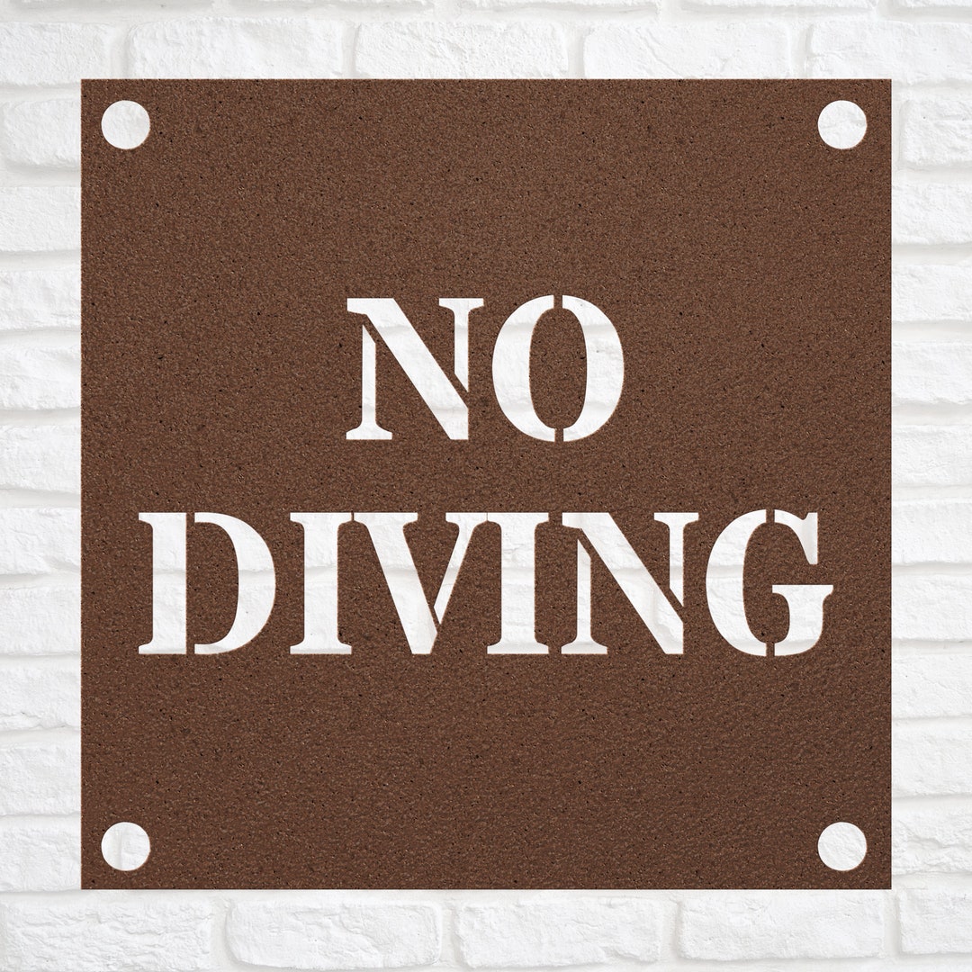 No Diving Sign, Funny Swimming Pool Rustic Custom Metal Sign, Street ...