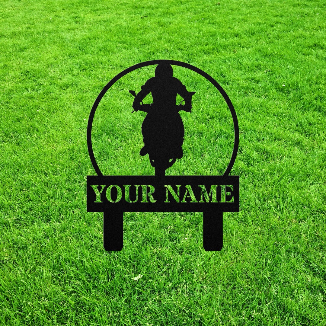Custom Motorcycle Yard Sign Stake, Personalized Biker Metal Monogram ...