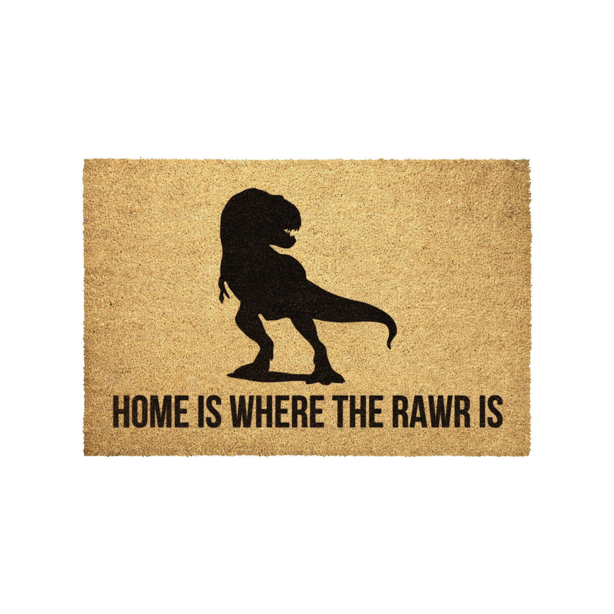 Dinosaur T-rex Door Mat Home is Where the Rawr is Doormat - Funny ...