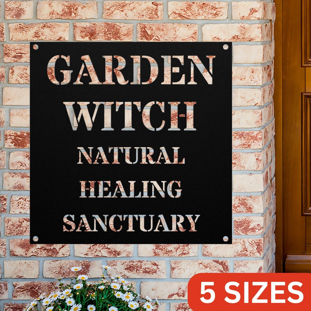 Garden Witch Metal Garden Sign - Garden Gate Sign - Medicinal Herb Sign ...
