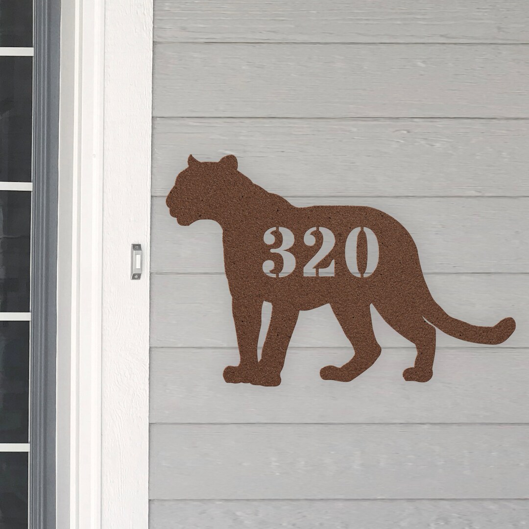 Personalized Mountain Lion Address House Number Sign Metal Wall Art ...