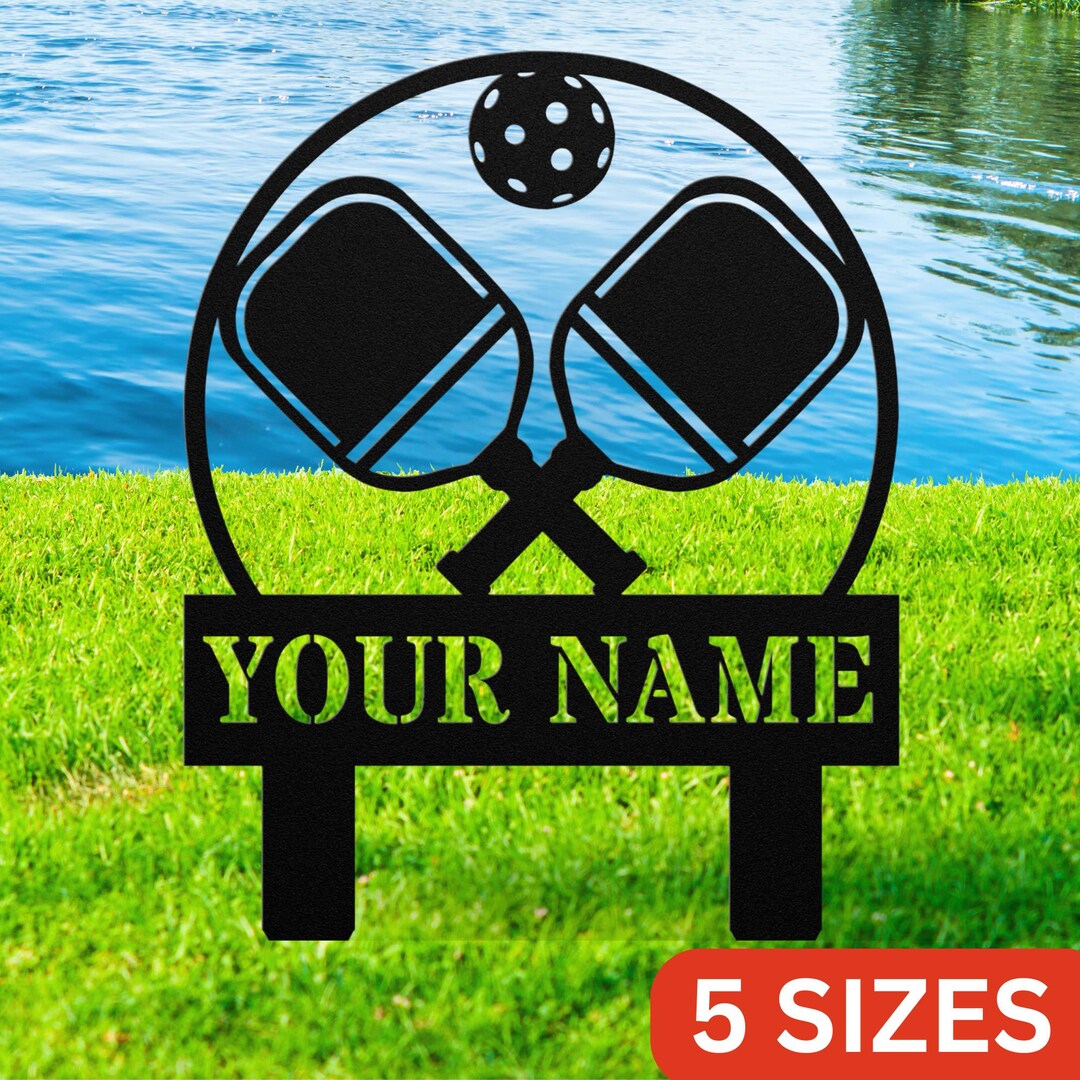 Pickleball Metal Yard Art Address Sign, Metal Custom Pickleball Sign ...