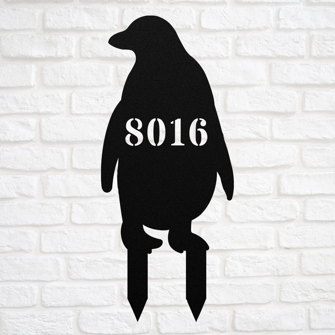 Gentoo Penguin House Number Sign Yard Address Plaque Garden Lawn Stake ...