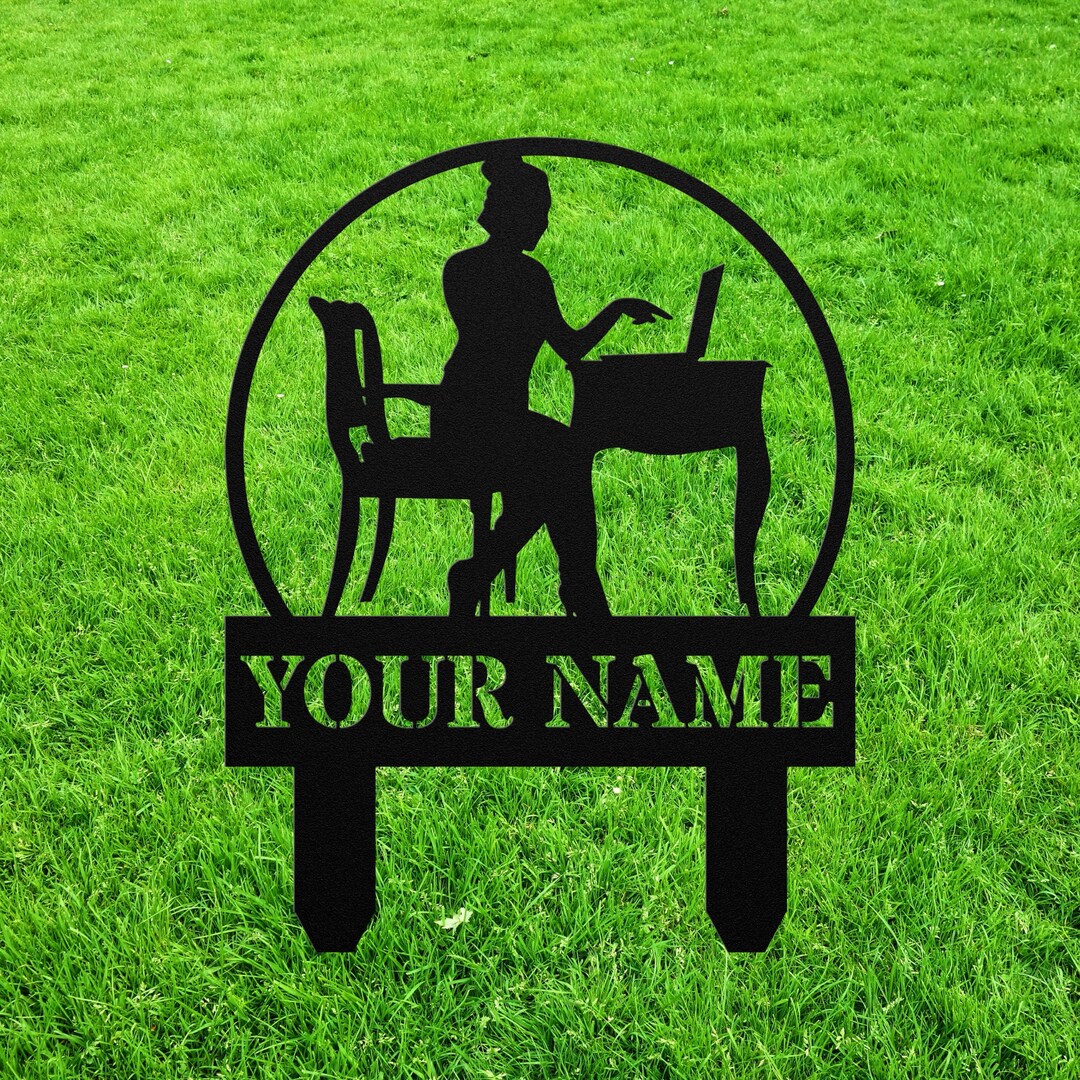 Custom Secretary Yard Sign Stake, Personalized Secretary Metal Monogram ...