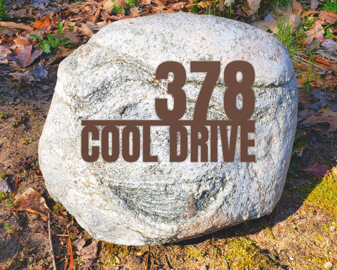 Custom Metal Sign for Rock Stone Address Sign House Number or Wall Art ...
