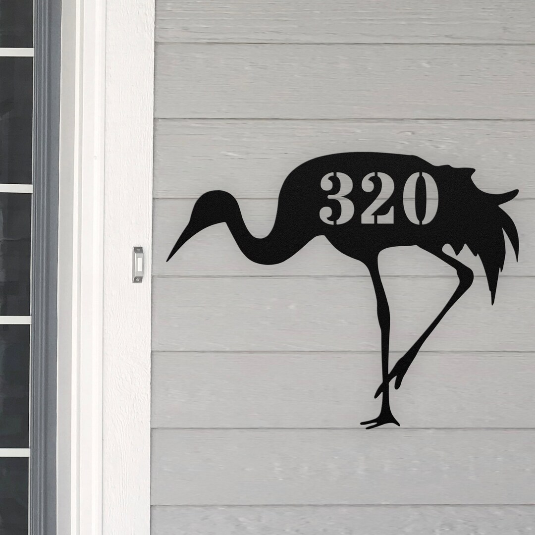 Personalized Crane Address House Number Sign Metal Wall Art, Custom ...