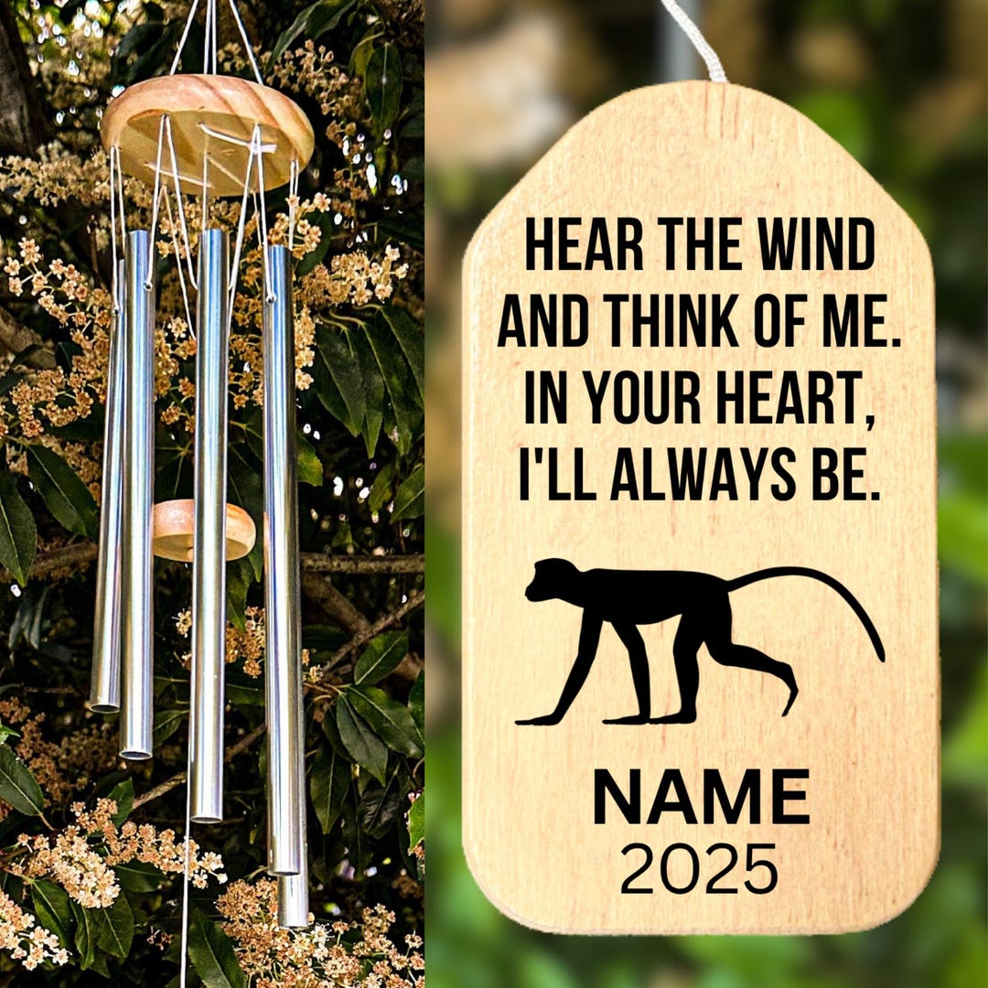 Monkey Wind Chime Monkey Memorial Monkey Loss Gift Sympathy Bereavement ...