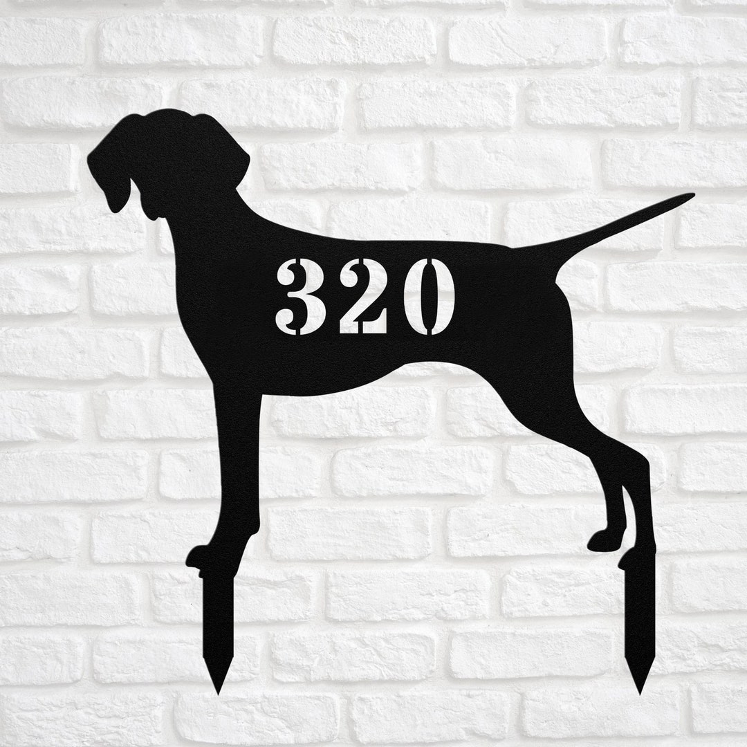 English Pointer House Number Sign Yard Address Plaque Garden Lawn Stake ...