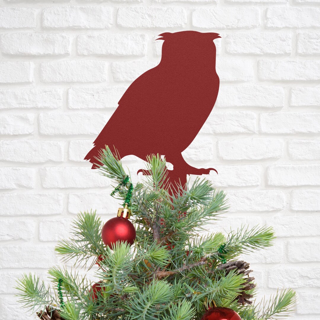 Owl Tree Topper Decor - Red Metal Tree Topper - Etsy
