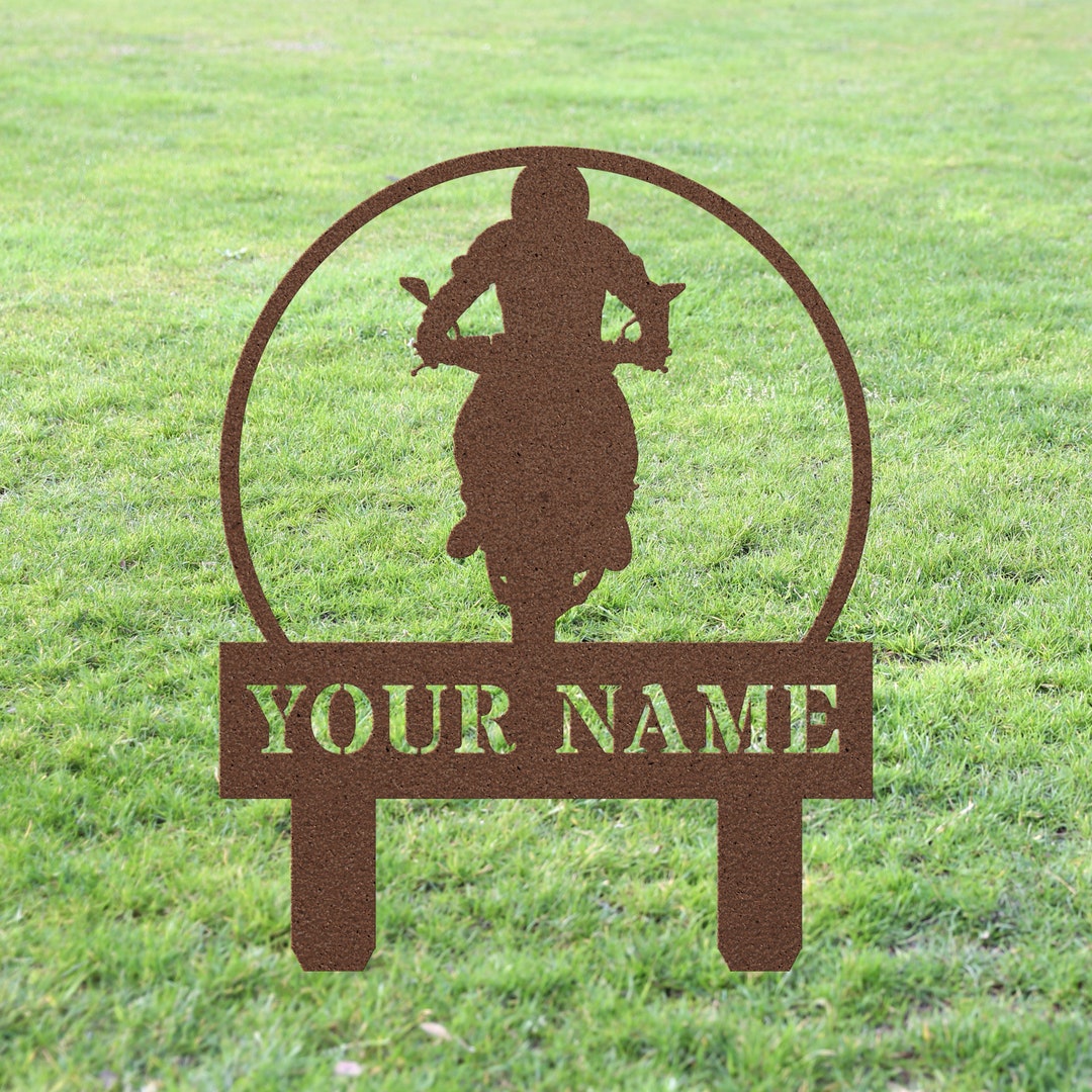 Custom Motorcycle Yard Sign Stake, Personalized Biker Metal Monogram ...
