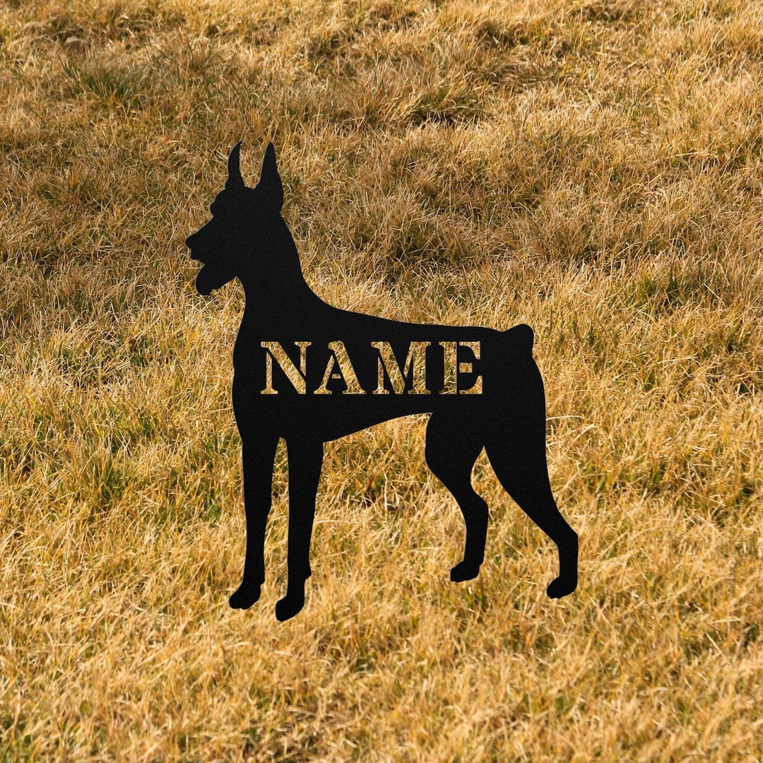 Personalized Doberman Garden Statue Stake, Custom Doberman Outdoor Yard ...