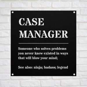 Funny Case Manager Gift Metal Sign for Women and Men, for Birthday ...