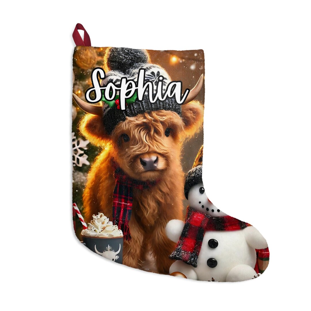 Christmas Highland Cow Christmas Stocking Personalized Highland Cow Hot ...